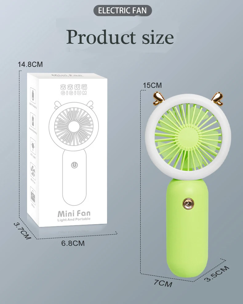Mini Portable Fan - USB Rechargeable Night Light Cooling