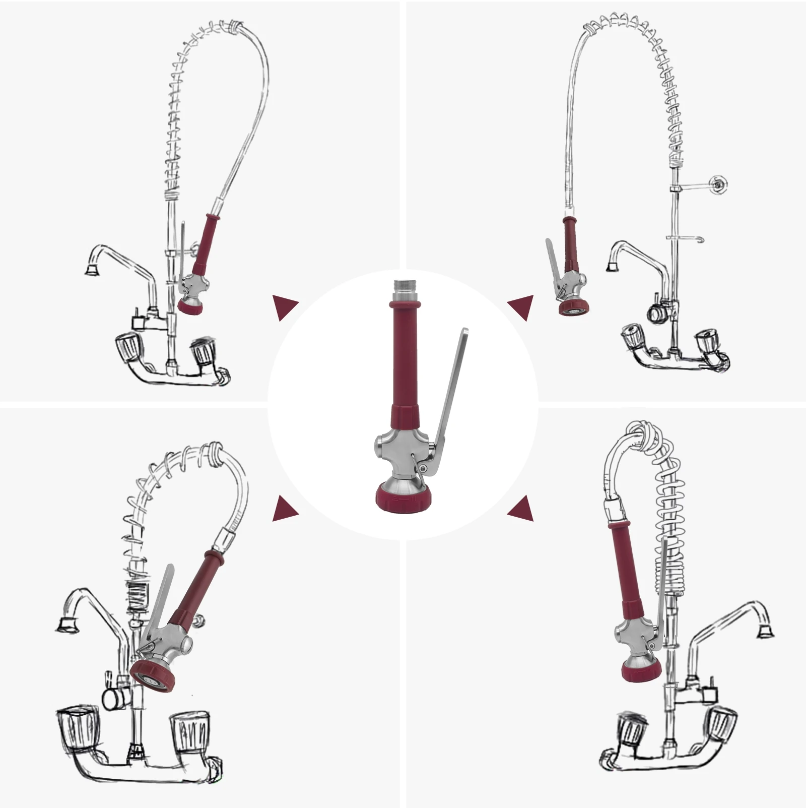 Dual Function Commercial Kitchen Sink Sprayer High Pressure Pre Rinse ...