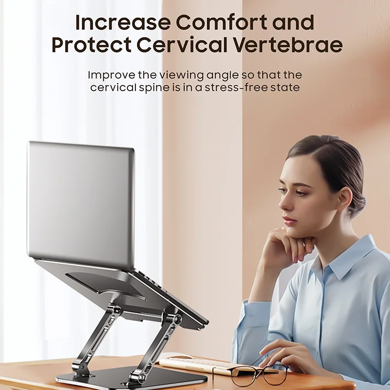 Adjustable Ergonomic Laptop Stand - Carbon Steel & Foldable