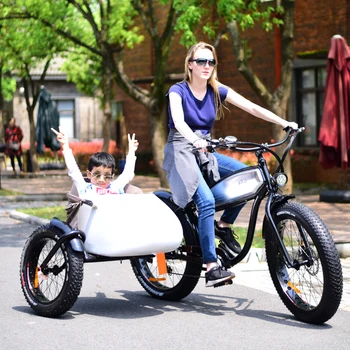 26 Inch Electric Bike Sidecar 48v500w Hub Motor Fat Tire Retro Mountain ...