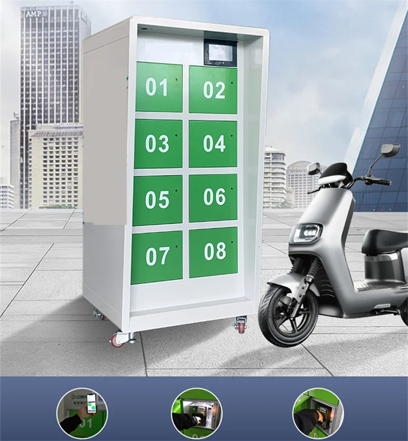 Outdoor 8 Warehouses Ebike Charging Cabinet Shared Scanning Lithium ...