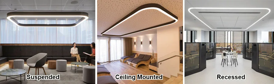 Curved Profile Rounded Corner Square Led Pendant Frame Light With ...