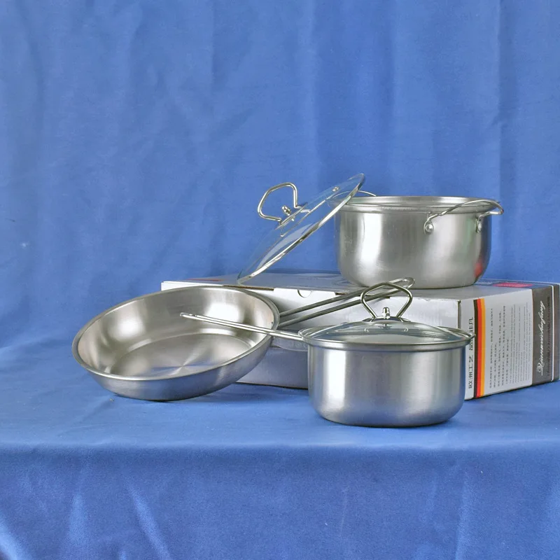 Factory Cooking Pots Sets 3pcs Induction Cookware Stainless Steel 410 ...