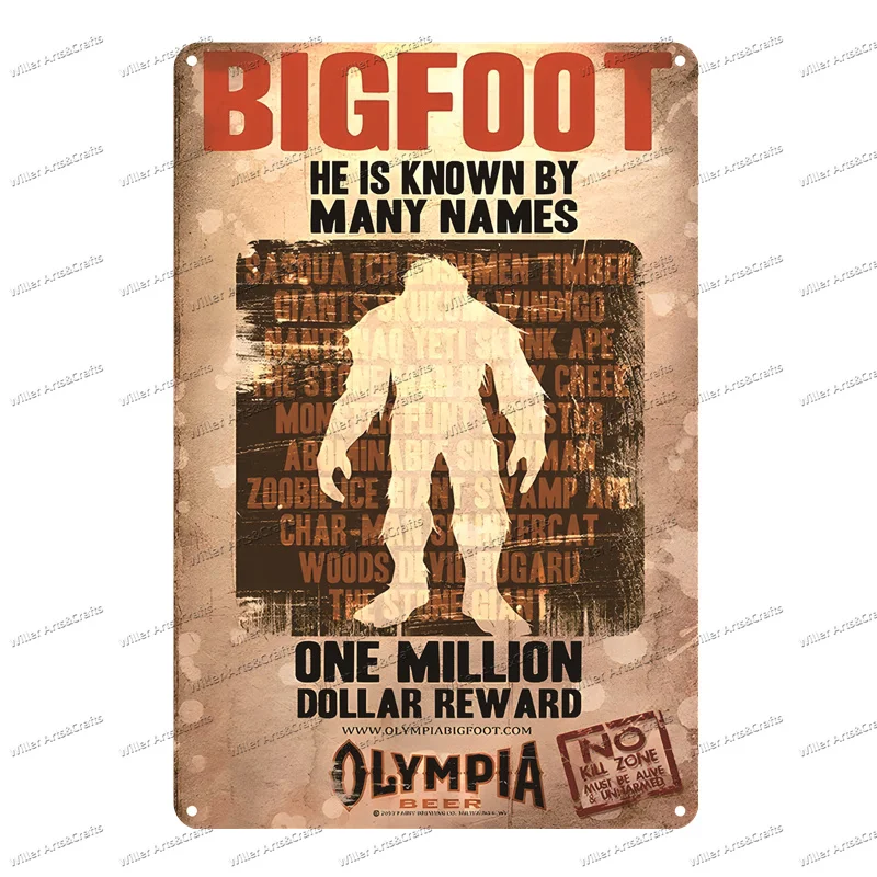 Retro Tin Sign Bigfoot Sasquatch Metal Poster Man Cave Bar Pub Decor ...