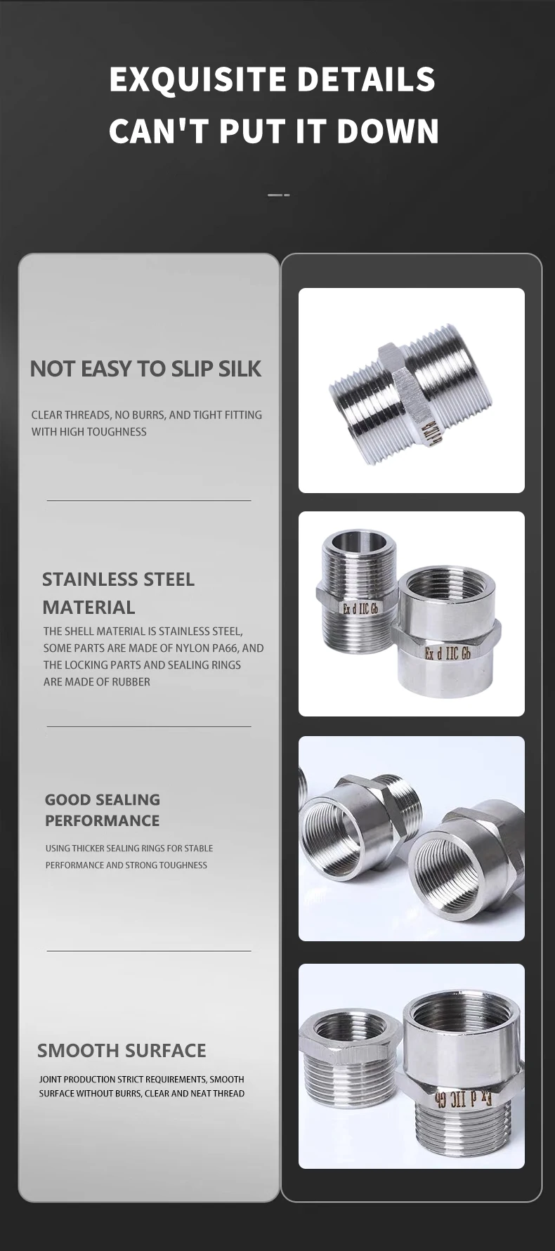 Explosion-proof Joint Stainless Steel Hexagonal External Thread Nut ...