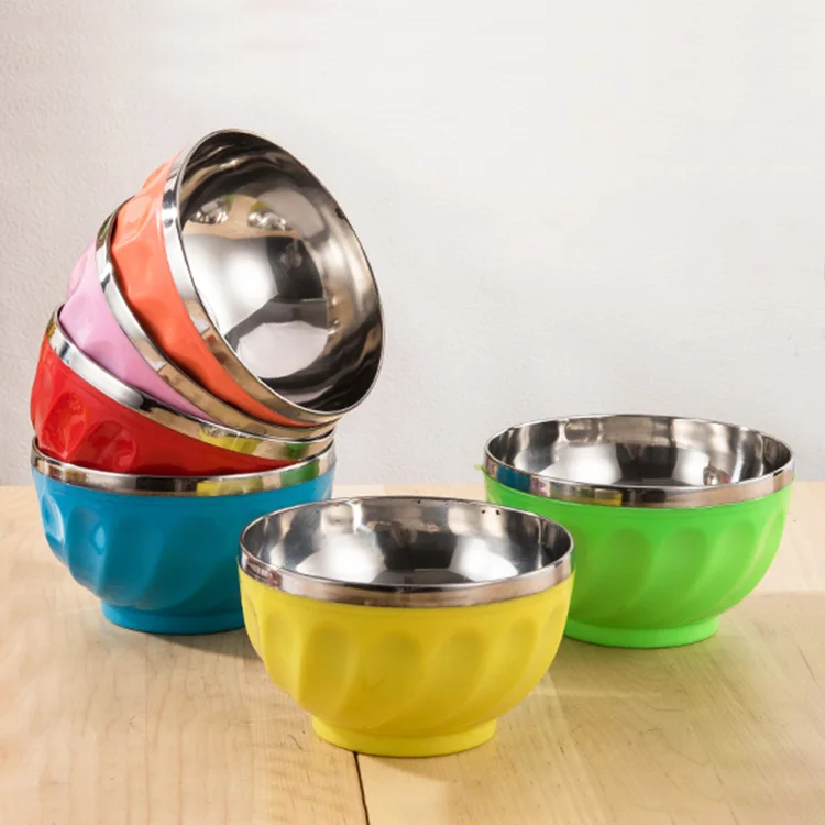 Portable Kitchen Colorful Soup Bowls Tableware Baby Bowl Stainless ...