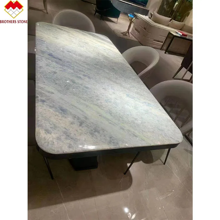 Fantasy Blue Marble Vanity Top - Custom Blue Crystal Quartz