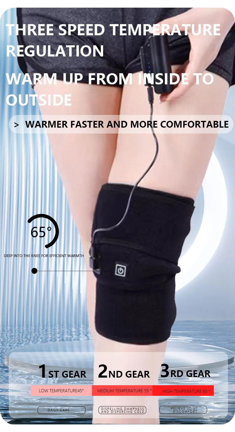 Heath Care New Design Usb Battery Cheap Pain Relief Electric Warm Knee Pad Heating Therapy Knee ...