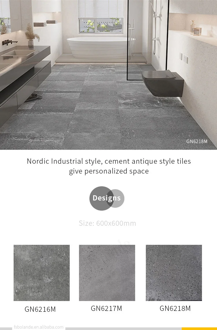 60x60 Non Slip Grey Porcelain Tiles for Bathroom Walls