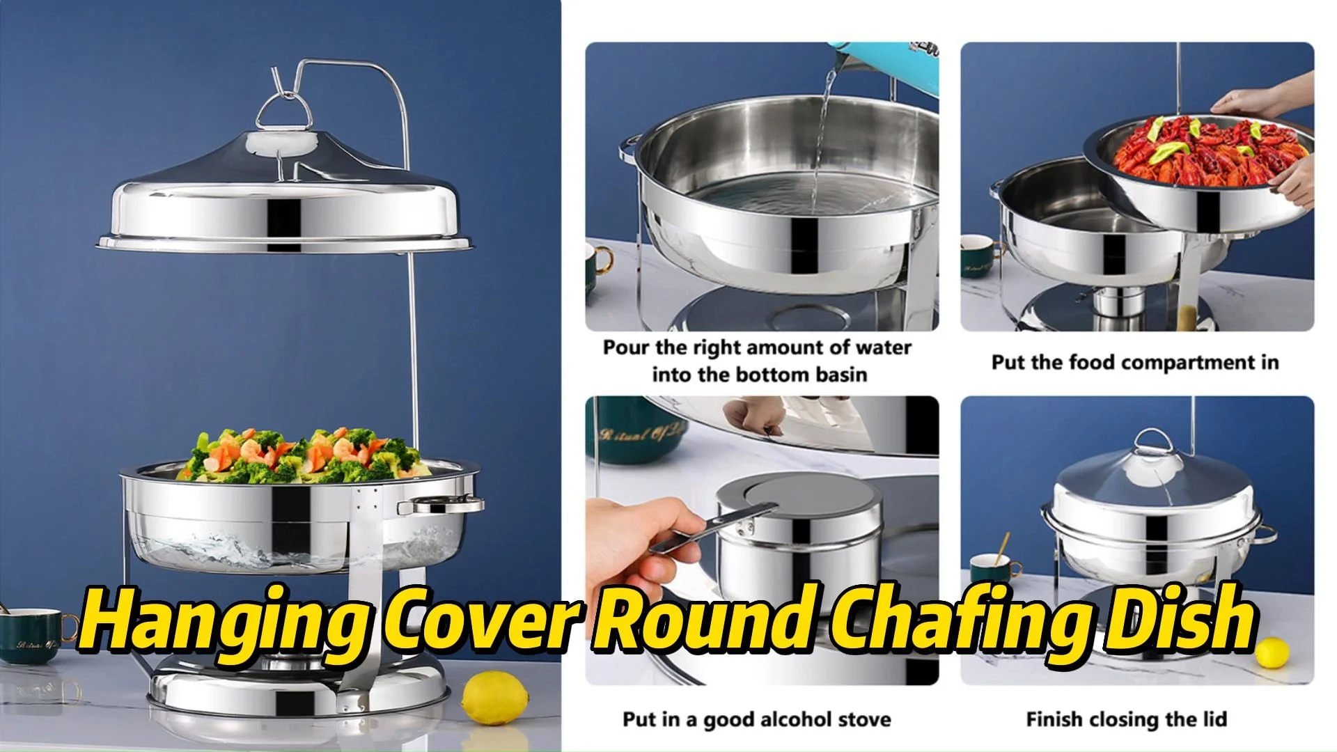 Luxury Hotel Chafing Dish 9.0l Golden Buffet Server Food Display Stand Chafing Dishes - Buy ...