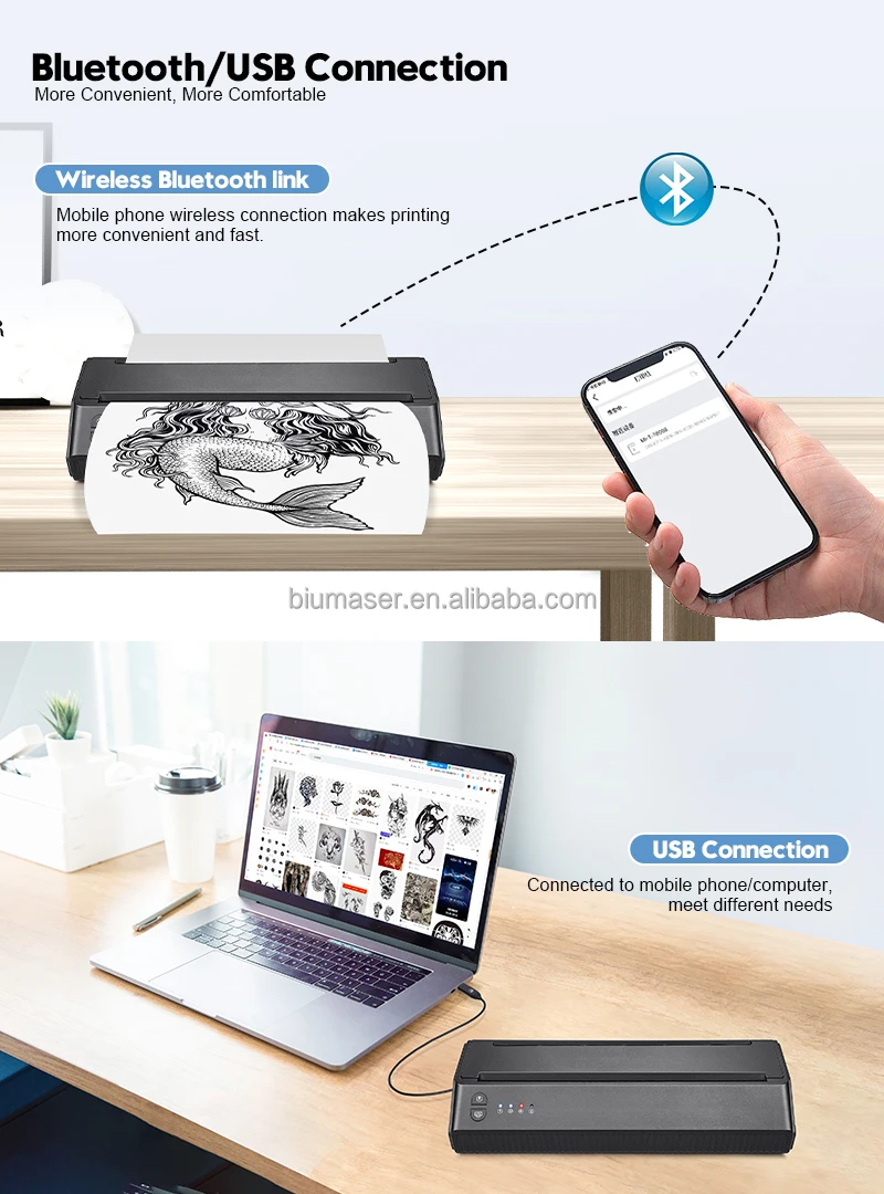 A4 Tattoo Printer Wireless Bt Tattoo Stencil Thermal Copier Printer ...