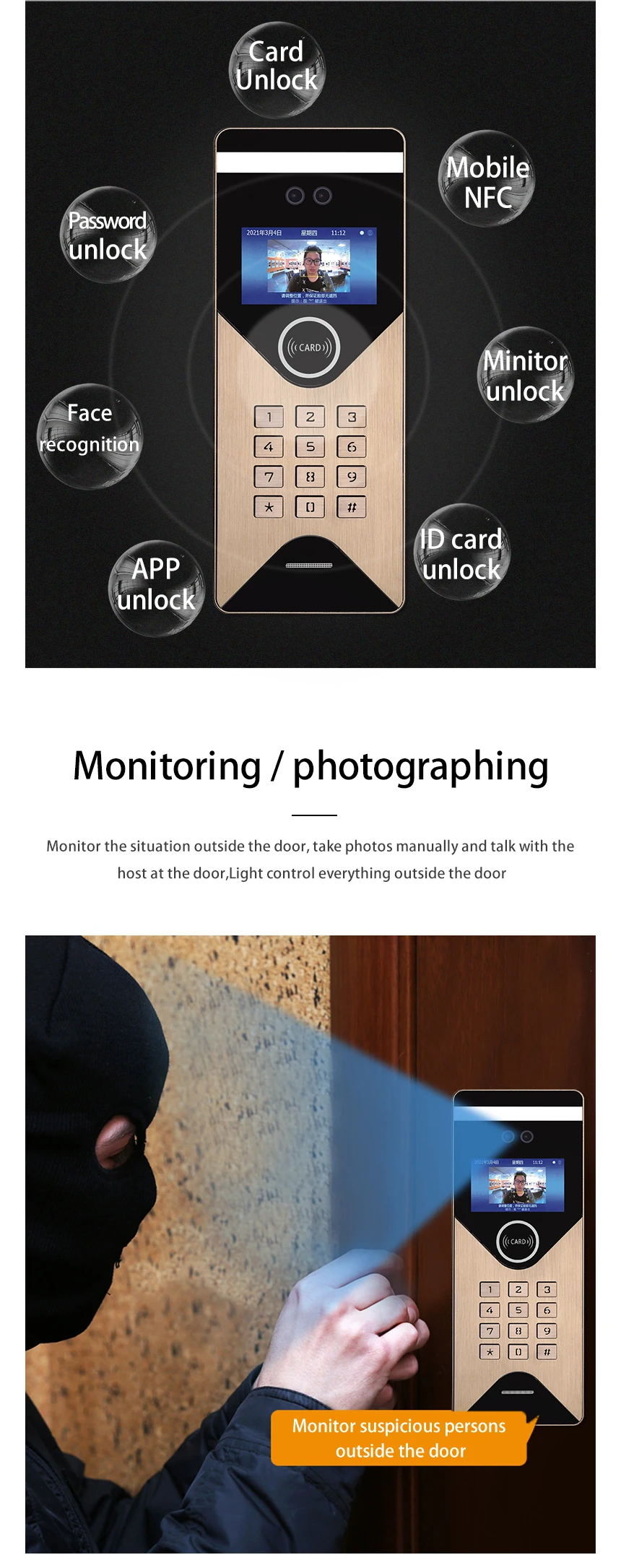 Full Digital Building Intercom With Face Card Recognition Waterproof ...