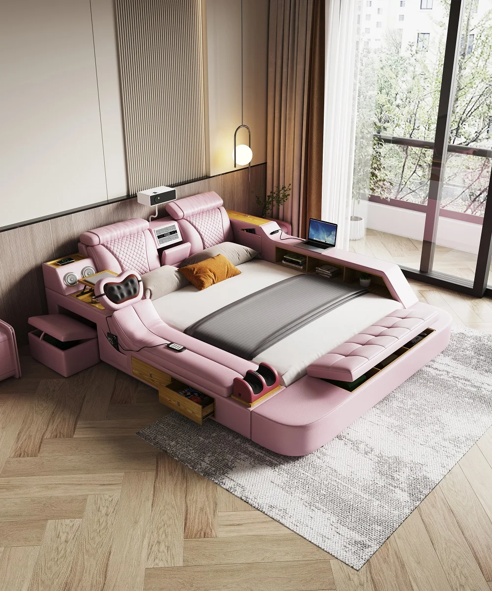 Luxury Creative Multifunctional Bed with Projector with Bluetooth Speaker Electric Massage Chair Bed Alibaba