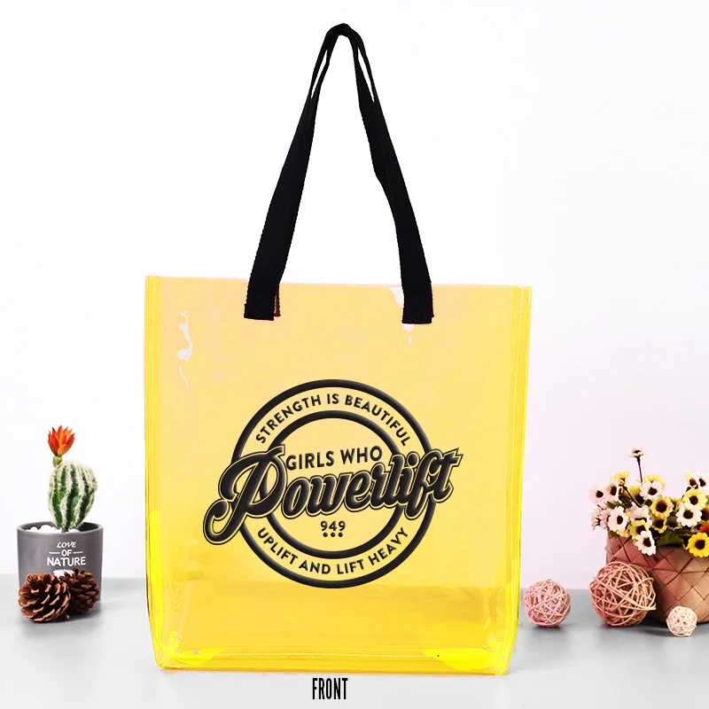 Women's Large Clear Black PVC Tote Beach Bag Waterproof Zipper Closure ...