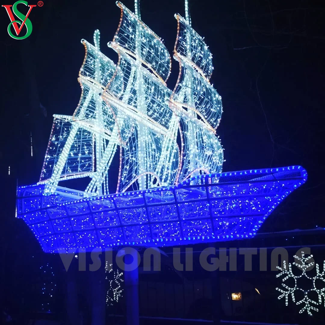 3d Boat Sculpture Led Ship Vessel Motif Lights For Outdoor Event ...