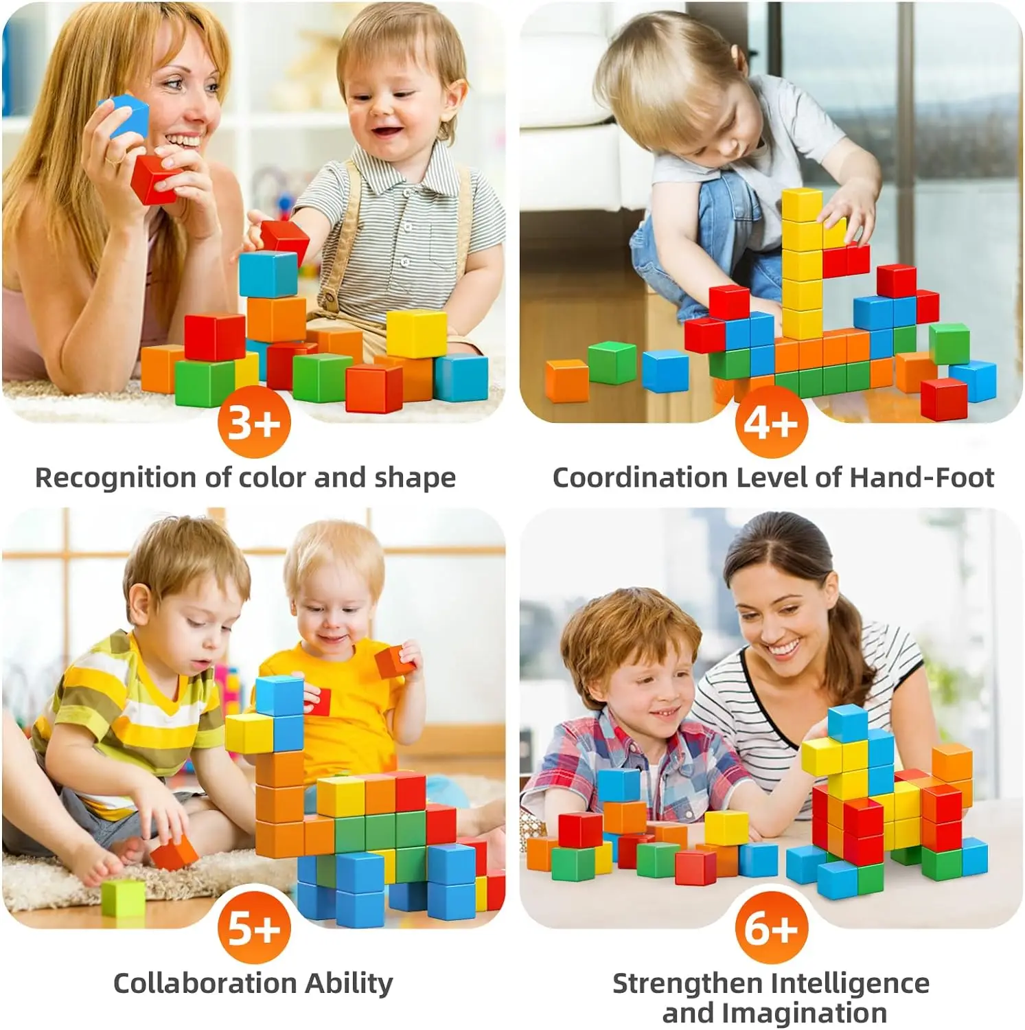 YuQi Toy Magnetic Blocks 1.41 Inch Large Magnetic Building Blocks for ...