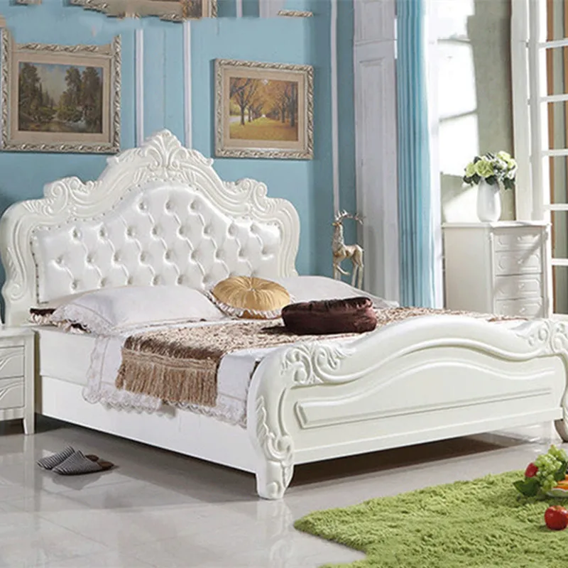 Custom European-Style Bed Solid Wood King Bed Double Bed
