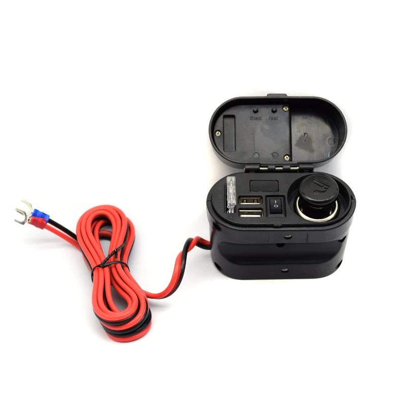 Motorcycle Power Outlet Adapter - Dual USB & Cigarette Lighter