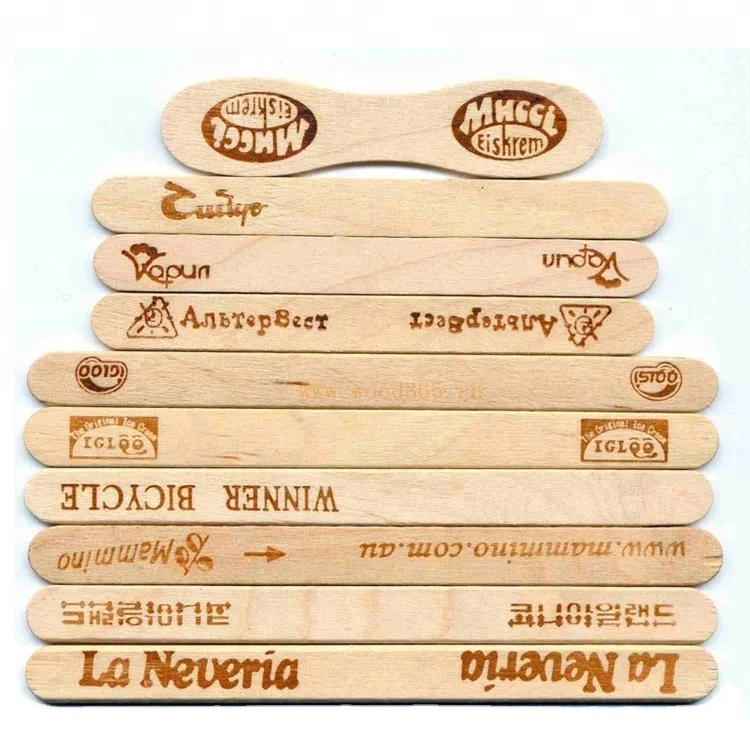 logo stamp engraved wood ice cream popsicle sticks| Alibaba.com