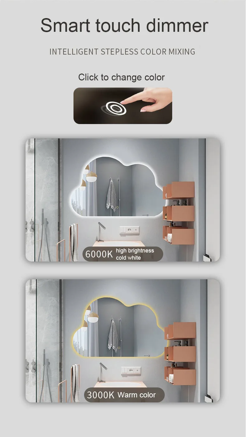 Modern Luxury Led Cloud Vanity Mirror Makeup Hand Wave Sensor Switch ...