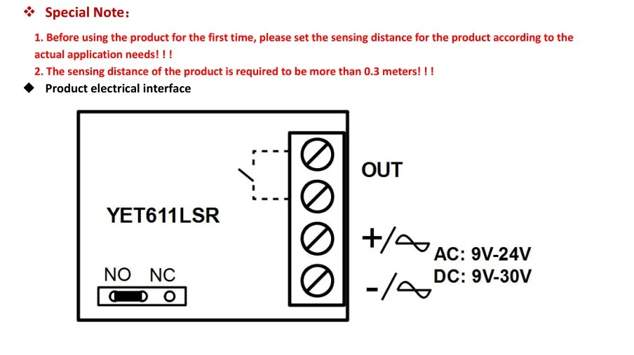 YET611LSR Reflective Laser Wireless Photocell Sensor Beam