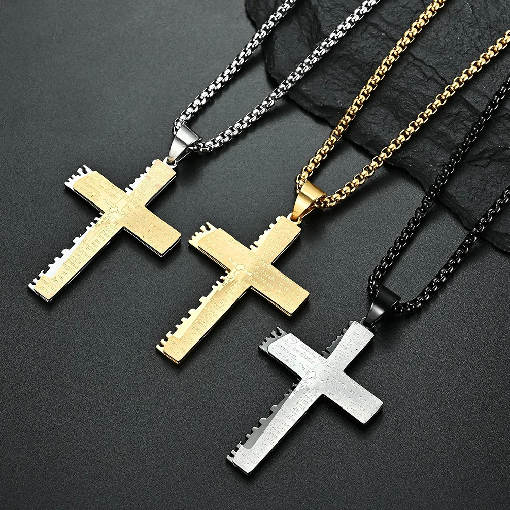 Arnan Jewelry 18k Gold Plated Stainless Steel Hammered Cross Pendant ...