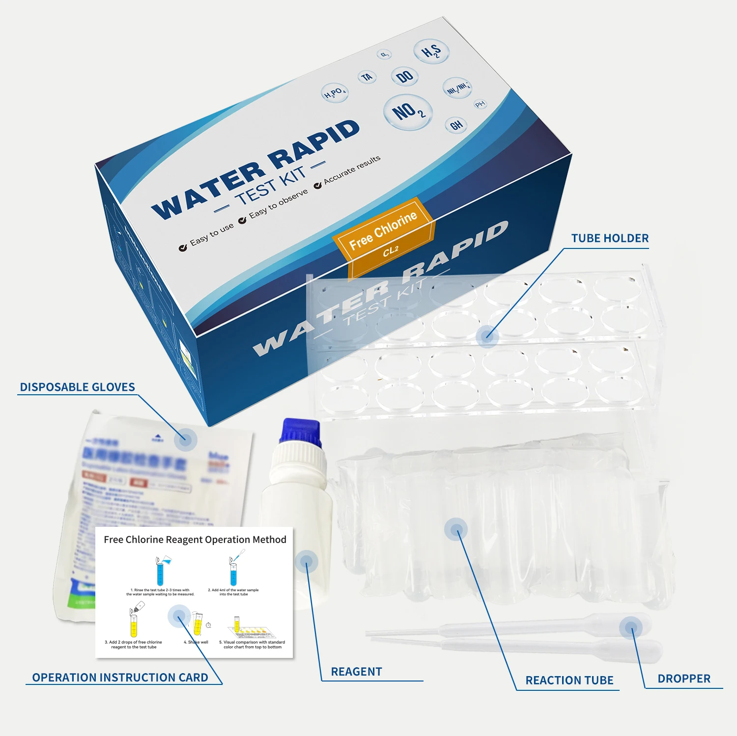 Free Chlorine Detection Reagent To Detect Water Quality Household Tap ...