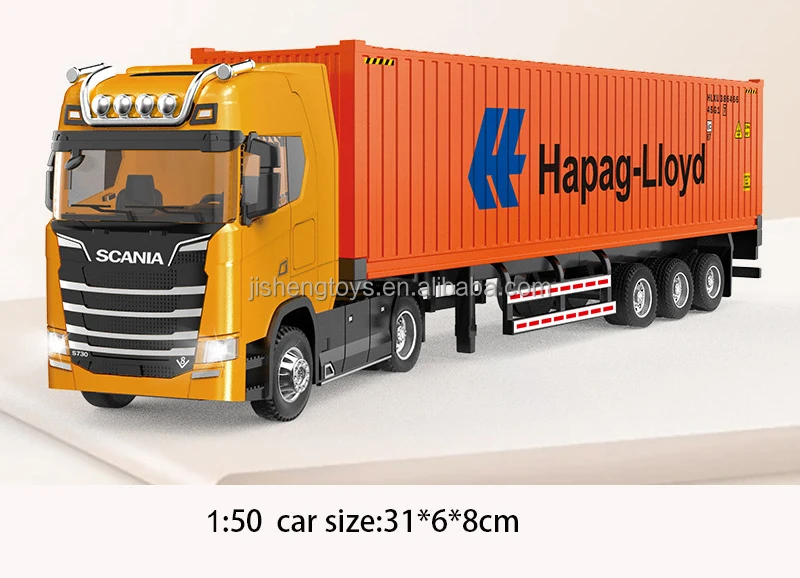 1:50 Diecast Metal Model Toy Container Truck with Sound & Light