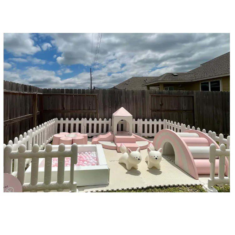 Soft Play Equipment Set - Pink and White Kids Playground