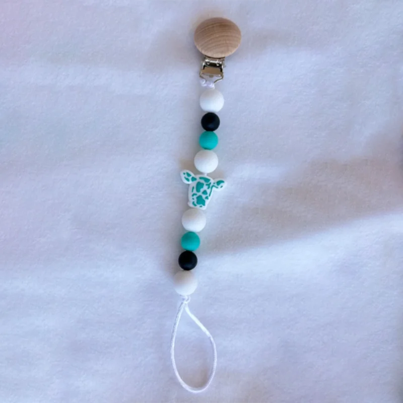 Western Cowboy Silicone Wood Beaded Pacifier Clip For Baby Gift Cute ...