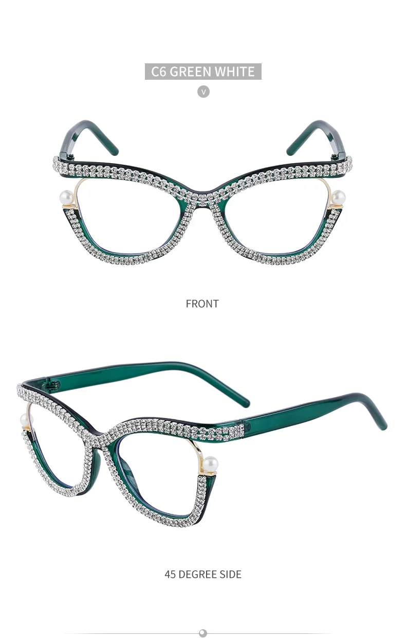 Trendy Oversized Oval Eyewear Diamond Optical Glasses Owl Shaped Frame ...