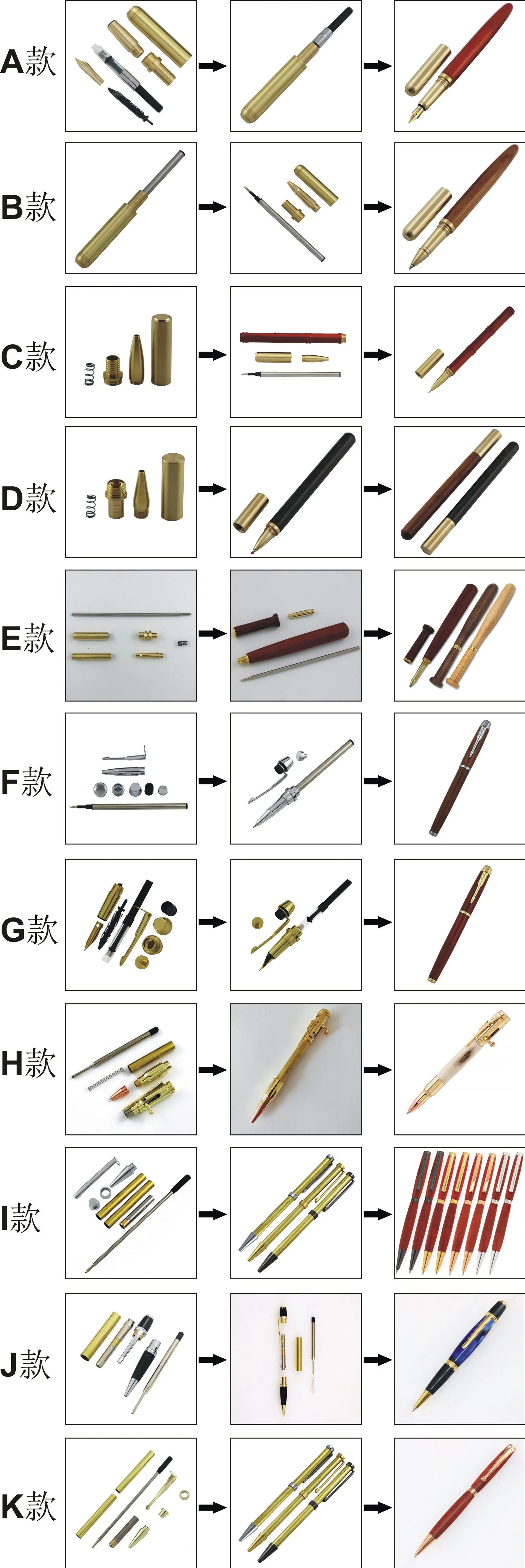 DIY Wood Turning Pen Kits - Craft Customizable Brass Pens