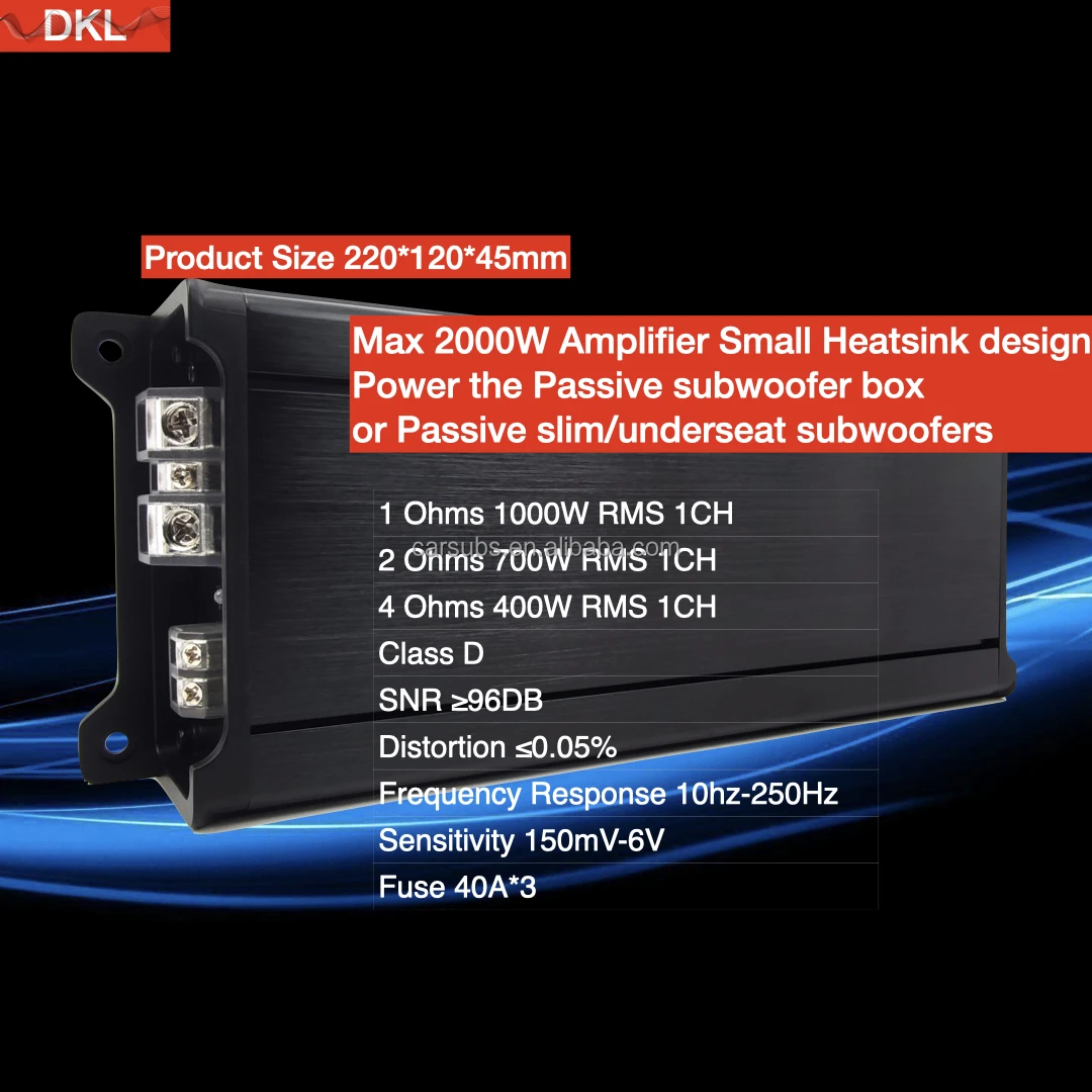 Car Stereo Mono Amplifier RMS 1000W 1D Strong Bass Subwoofer Amplifier ...