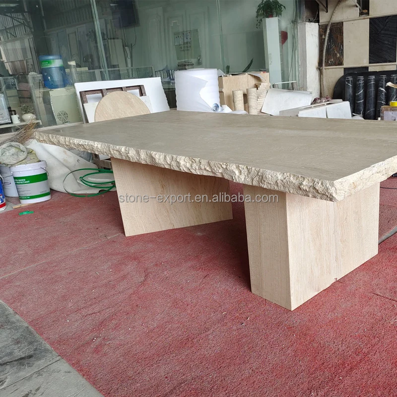 Custom Travertine Dining Table 8 Seater Stone Out Door Gardent Table ...