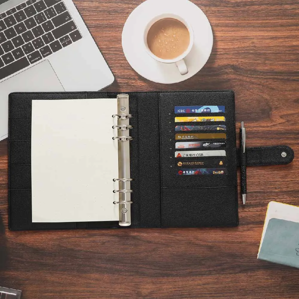 Customizable A5 Litchi Leather Binder for Daily Planning