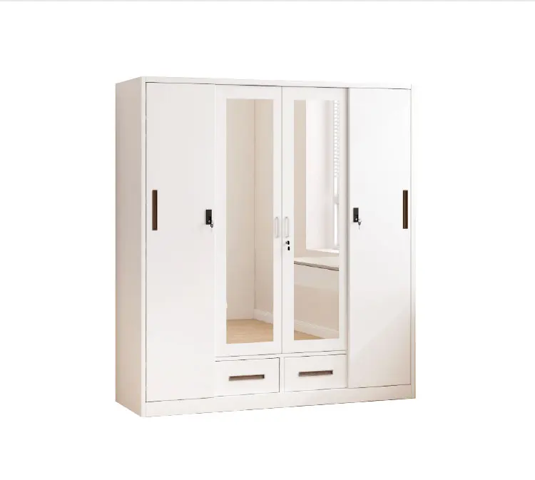 4 Door Locker Wardrobe Design Steel Printed Pattern Wardrobe Bedroom ...