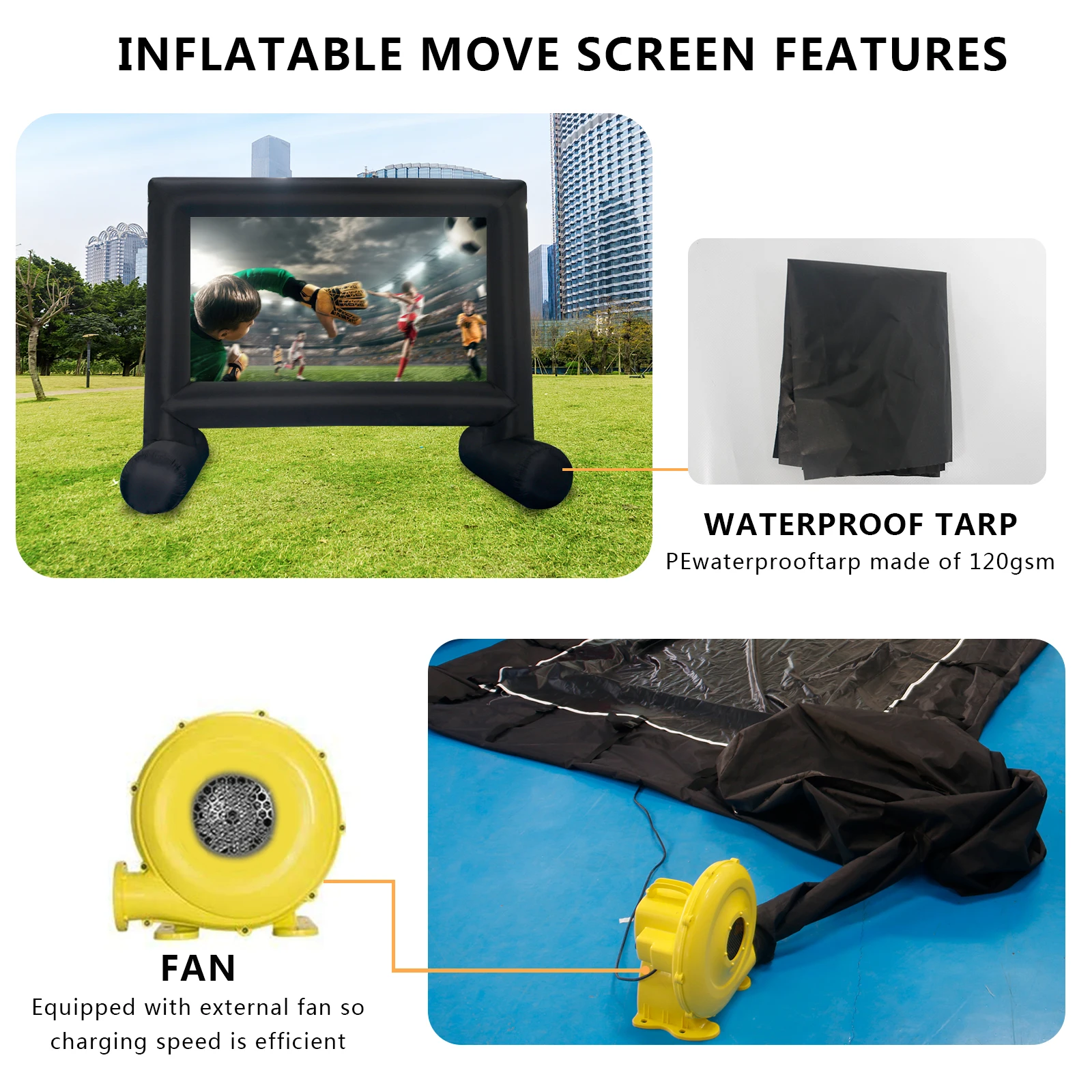 Blow Up Mega 20ft Instant Cinema Tv Projector Outdoor Oversized Air ...