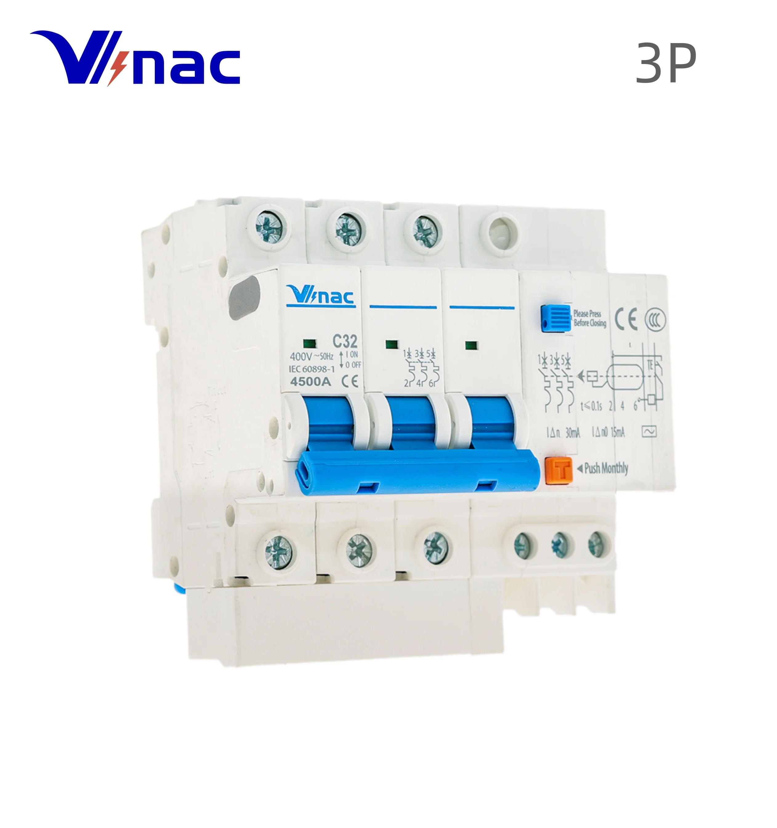 1p+n Earth Leakage Miniature Circuit Breaker Rcd/rccb/rcbo/elcb 6a 10a 16a 20a 25a 32a 40a 50a ...