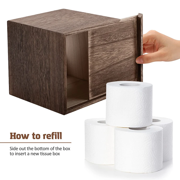 Slide Out Bottom Tissue Box Cover Square Farmhouse Tissue Box Holder ...