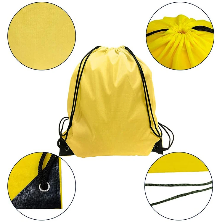 Custom Logo 210d Polyester Shopping Draw String Bag Sport Gym Bag ...