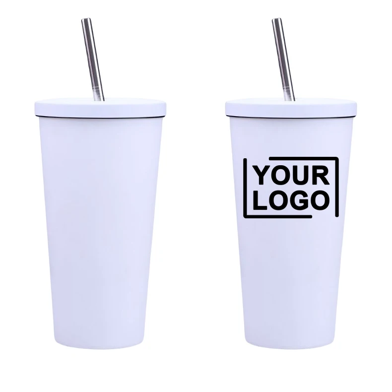 Custom Regular Tumbler With Straw Coated Vacuum Insulated Stainless ...