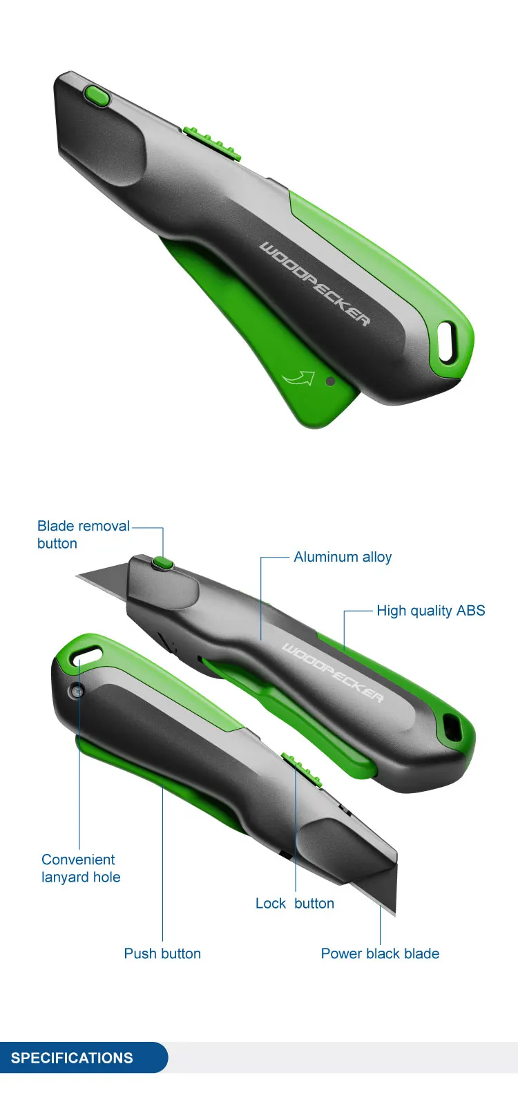Automatic Retractable Utility Safety Cutter - Woodpecker