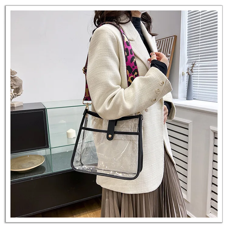 2024 Spring Summer Rts Pvc Leopard Print Shoulder Strap Transparent ...