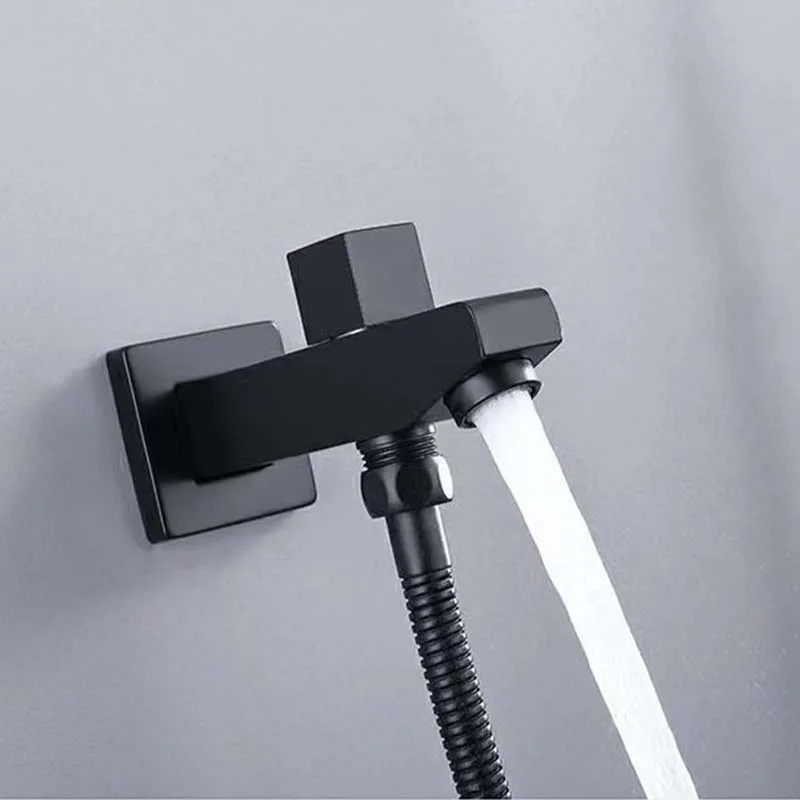 Black all copper square flush mounted wall shower shower set three ...