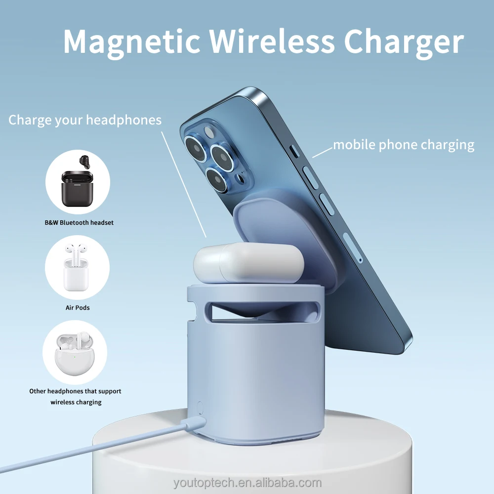 Custom 15w 3 In 1 Folding Wireless Charger Stand 3 In 1 Wireless ...
