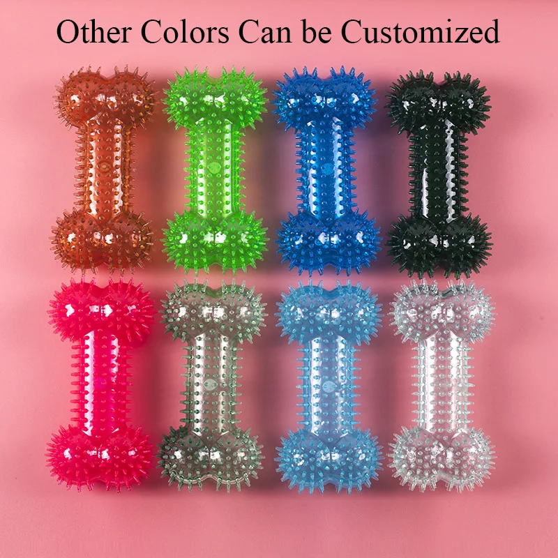 Top Selling Tpr Bone Squeaky Pet Training Dog Chew Toys Toothbrush Indestructible Dot Bone ...