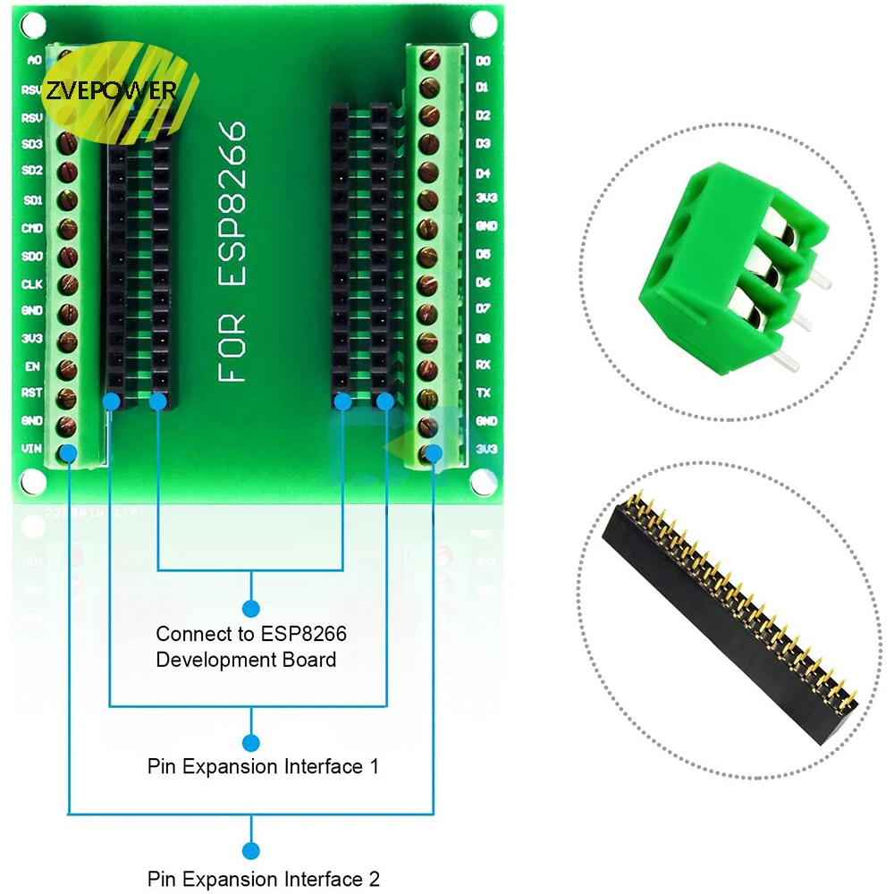 Esp32 Breakout Board For Esp32 Wifi Ble Development Board Lua 38pin Gpio 1 Into 2 Expansion ...