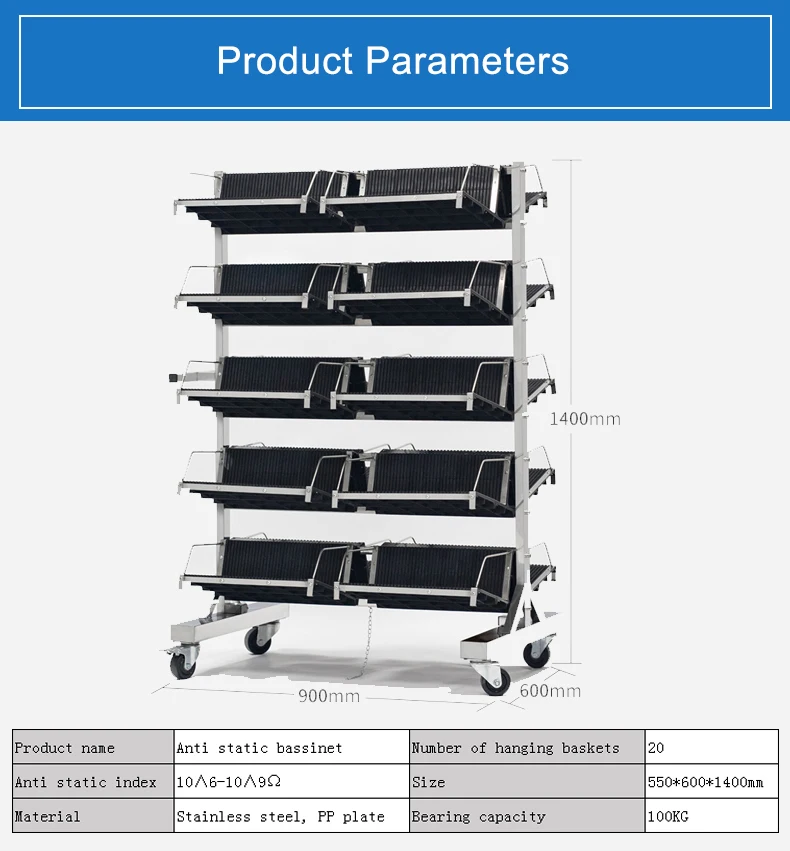 Stainless Steel Antistatic Smt Esd Pcb Storage Trolley Cart - Buy ...