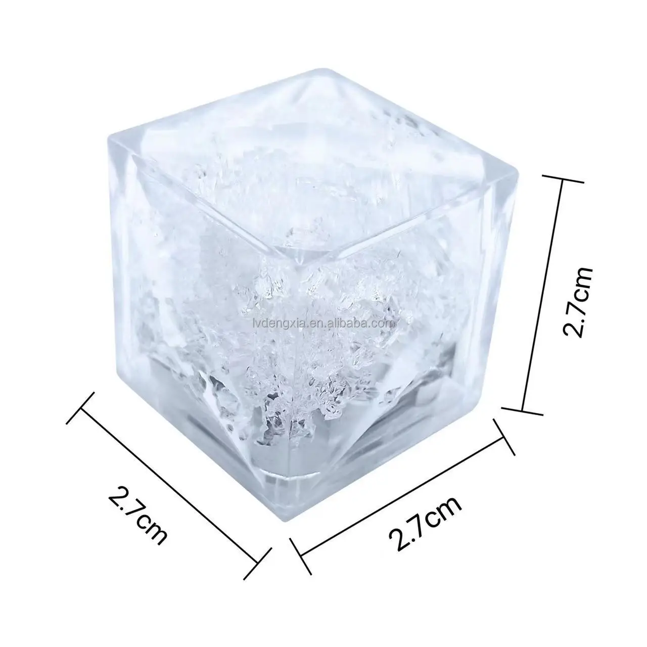Water-Activated Reusable Plastic LED Ice Cube Flashing Glowing LED ...