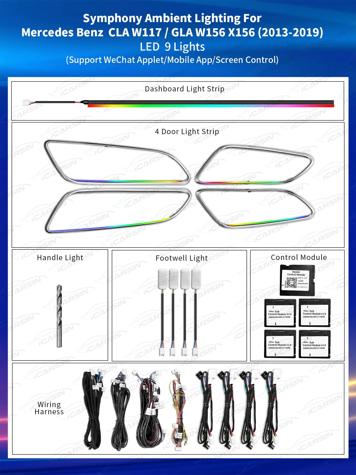 ICarsin Upgrade Symphony 256 Color Car Interior Ambient Light for ...
